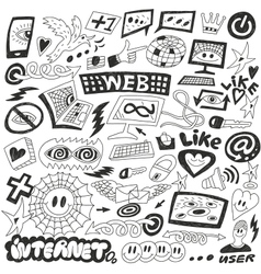 Internet technology doodle set pencil drawings Vector Image