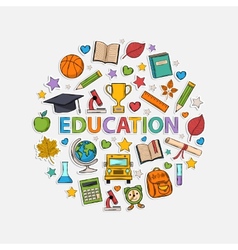 Education icon set in circle in flat style Vector Image
