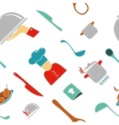 Seamless pattern of kitchen utensils home Vector Image