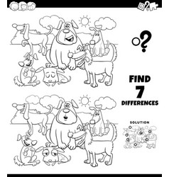 Differences task with boy and his dog coloring Vector Image
