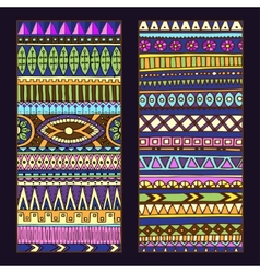 Abstract hand drawn ethnic pattern card set Vector Image